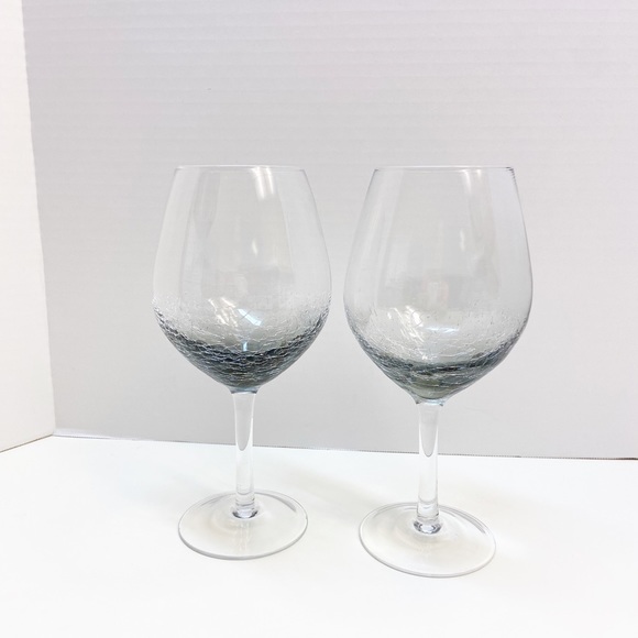 Pier 1 | Dining | Pier One Gray Crackle Goblet Wine Glass Set Of 2 ...